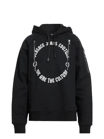 Versace Cotton Fleece Hooded Sweatshirt With Logo - Black