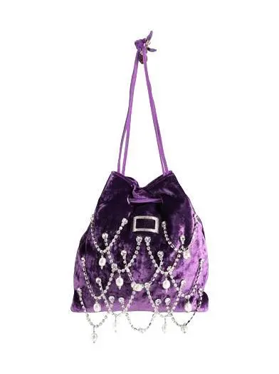 ROGER VIVIER Velvet Bucket Bag With Appliqués - Purple