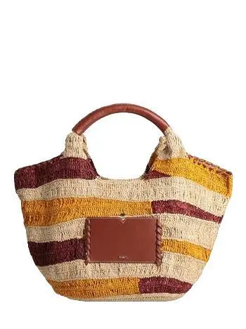 Ba&sh Raffia Shopper Bag With Leather Trims - Beige
