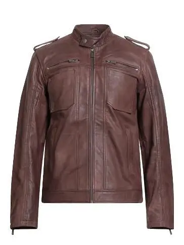 Bolongaro Trevor Military Sheepskin Biker Jacket - Brown