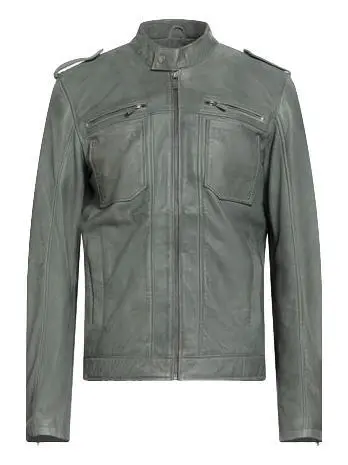Bolongaro Trevor Military Sheepskin Biker Jacket - Green
