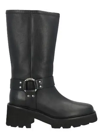 Ba&sh Leather Mid-calf Boots With Strap Detailing - Black
