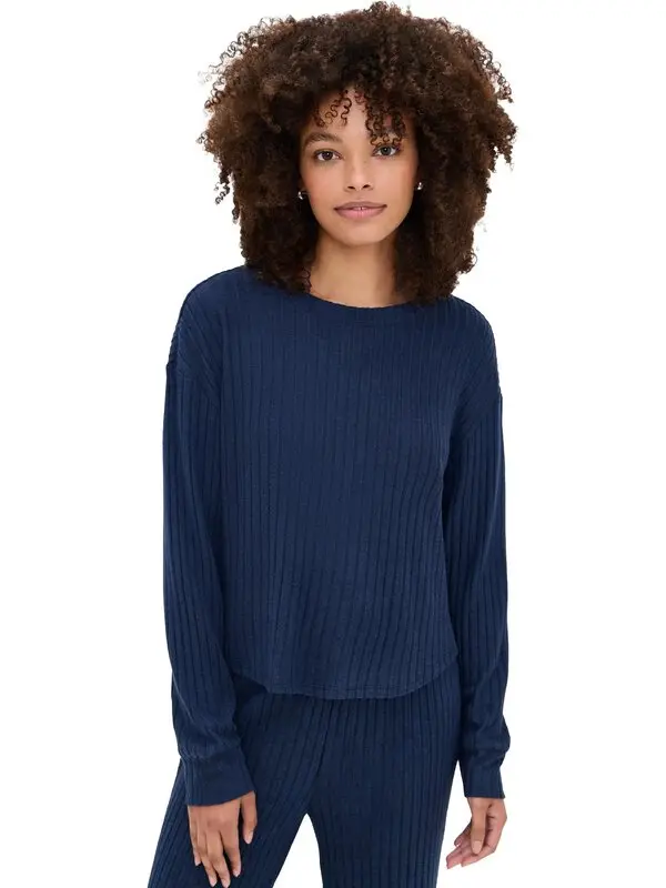 Z Supply Ribbed Long Sleeve Top - Blue Sapphire