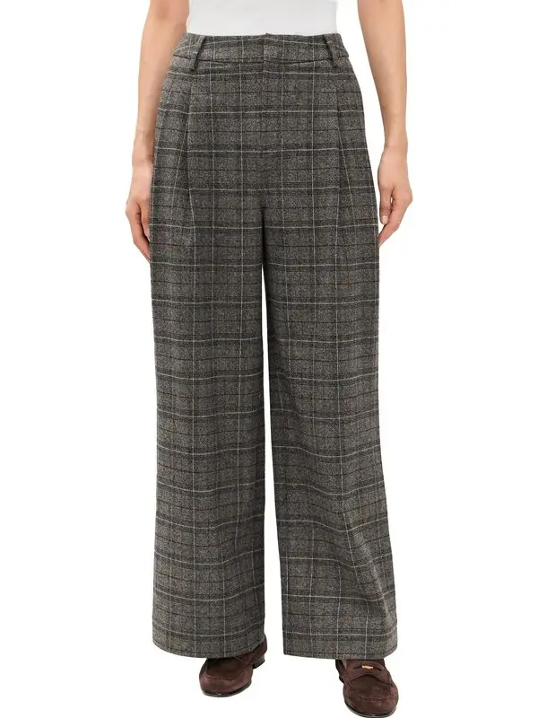 LE BOP Reese Pleated Trousers - Blue Grey Plaid