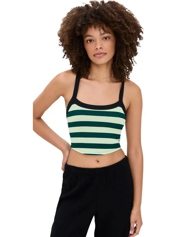 Free People All Clear Striped Cami - Evergreen