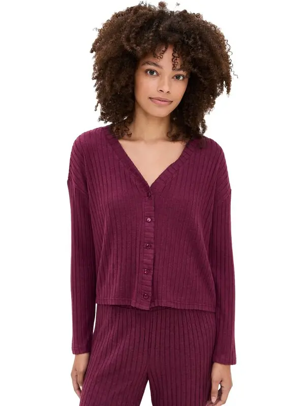 Z Supply Mara Rib Cardigan - Merlot