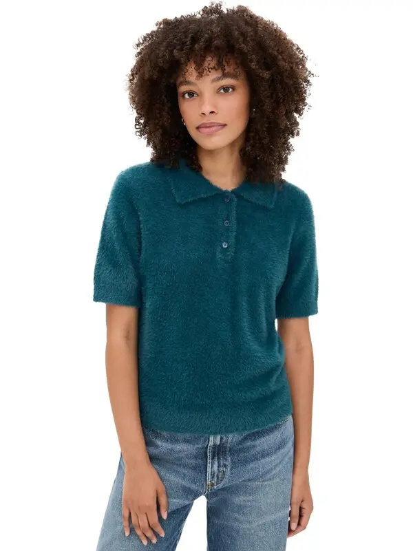 LE BOP Fuzzy Knit Polo - Everglade