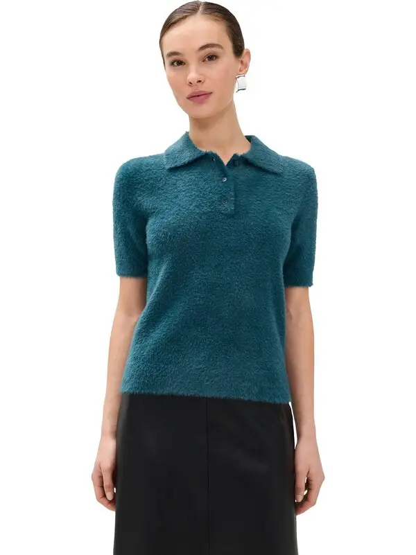 LE BOP Fuzzy Knit Polo - Everglade