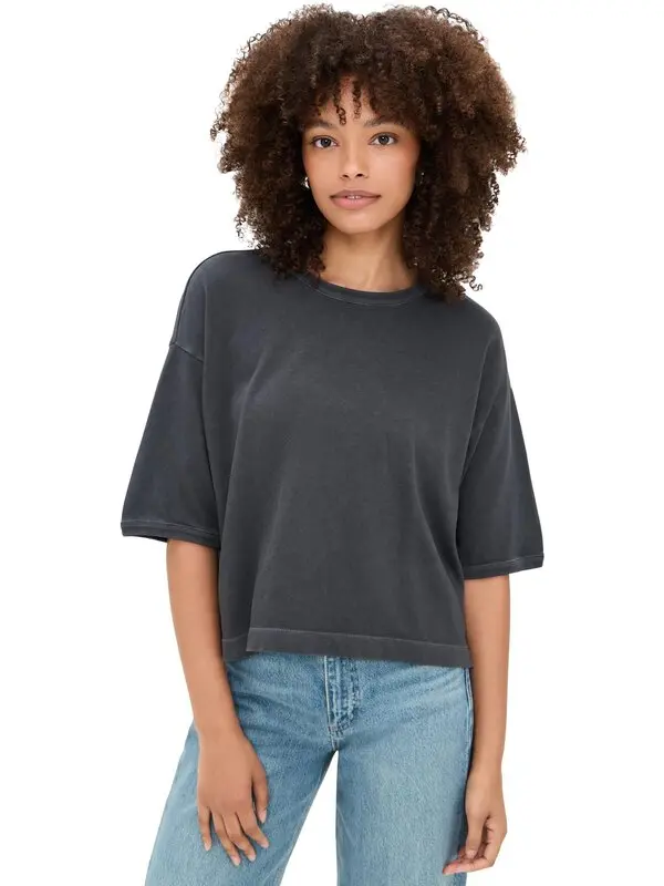 Madewell Esther Side Slit Tee - Black Coal