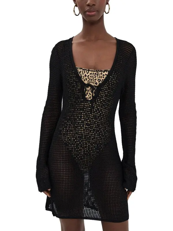 Good American Crochet Mini Dress - Black001