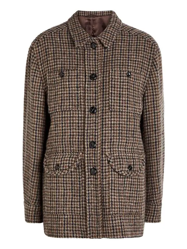 BLAZÉ MILANO Lokai Houndstooth Wool-blend Jacket - Brown