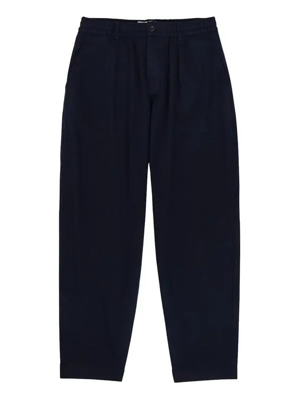 Universal Works Relaxed Tapered-leg Wool-blend Trousers - Navy