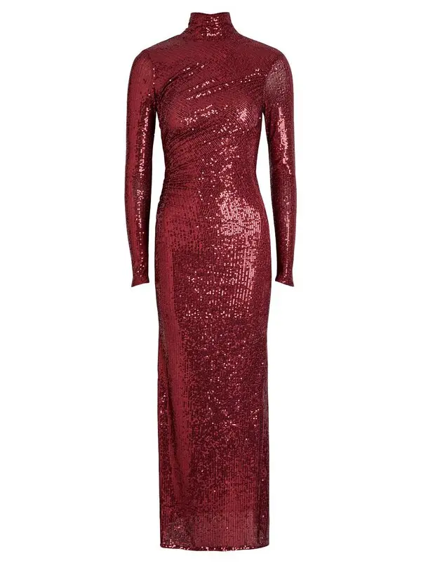 NEEDLE & THREAD Malia Sequin-embellished Tulle Gown - Dark Red