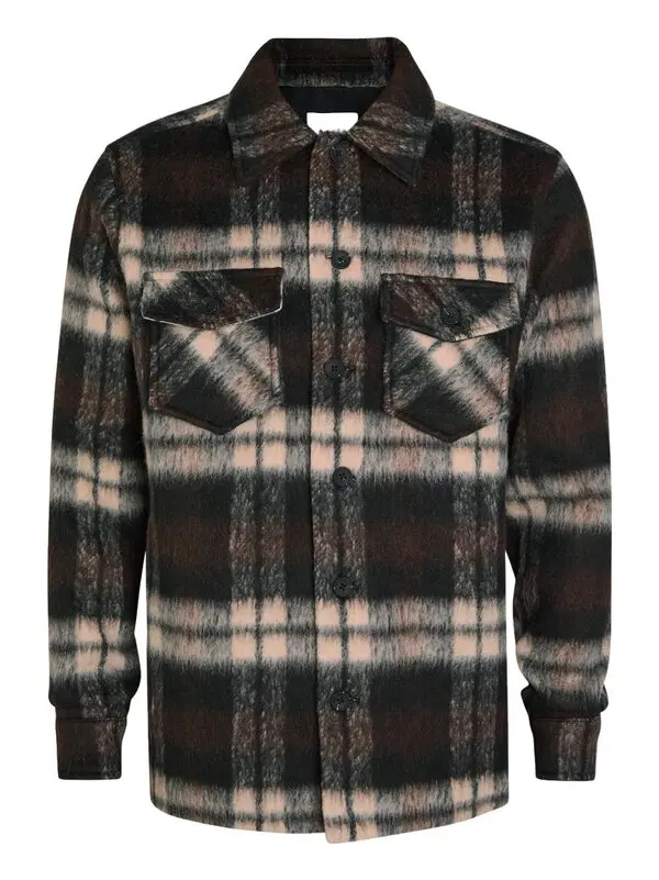 RAITH Caldera Plaid Brushed Felt Overshirt - Brown