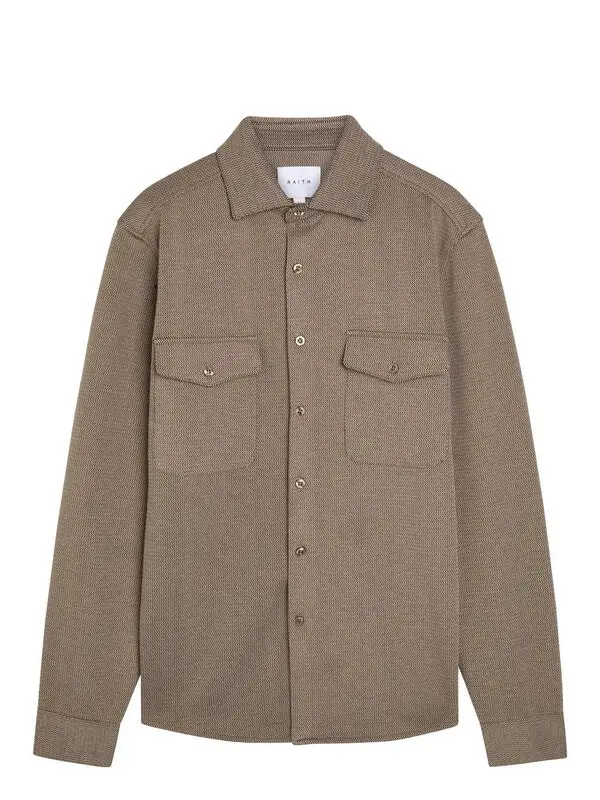 RAITH Joseph Zigzag-jacquard Woven Overshirt - Light Brown