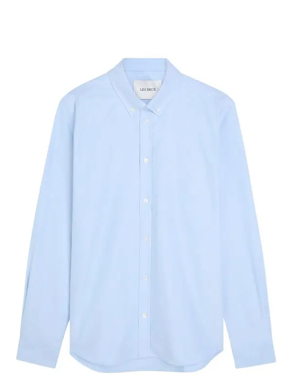 LES DEUX Konrad Oxford Stretch-cotton Shirt - Light Blue