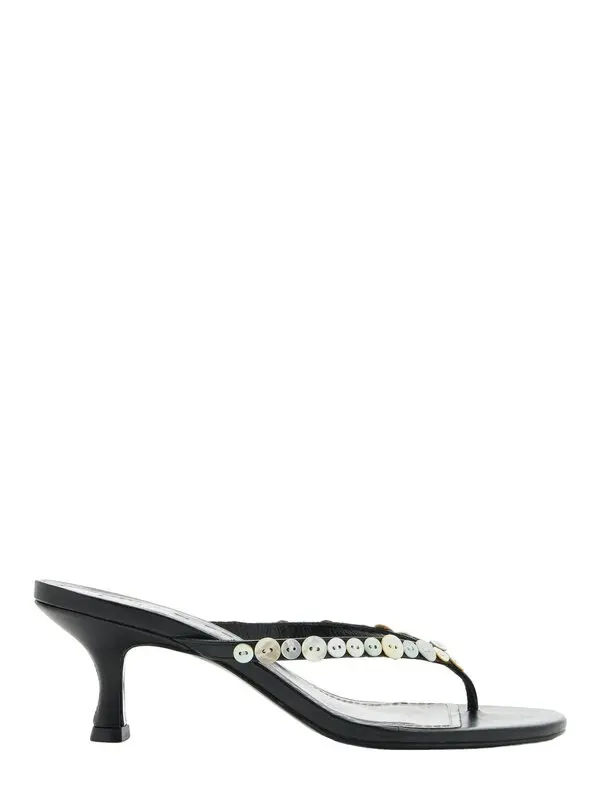 Staud Freja Embellished Thong Sandals - Black