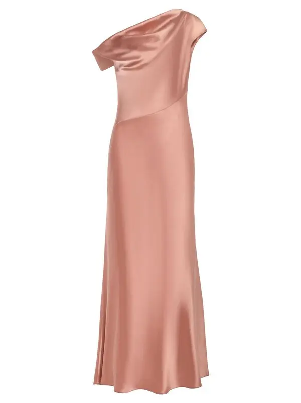 SEV Draped Satin Maxi Dress - Pink