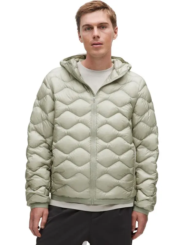 Lululemon Featherweight 900-down-fill Quilted Hooded Jacket - Fog Green