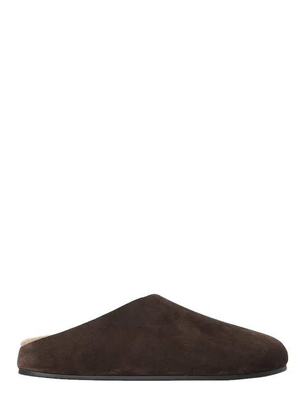 THE ROW Hudson Shearling Slides - Brown