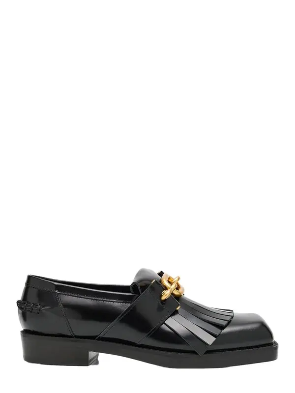 Balmain Fringe And Chain Leather Loafers - Black
