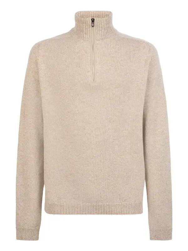 Sease Cashmere Mouline Half-zip Sweater - Driftwood