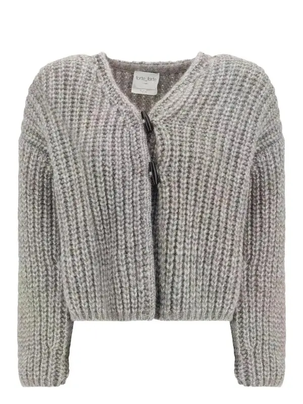 FORTE_FORTE Woven Toggle Closure Cardigan - Grey