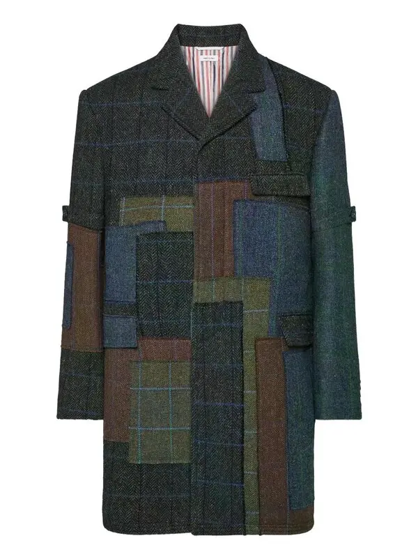 Thom Browne Hunting Tweed Patchwork Coat - Green