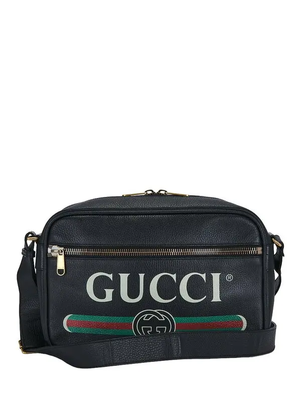 Gucci Logo Messenger Bag - Black