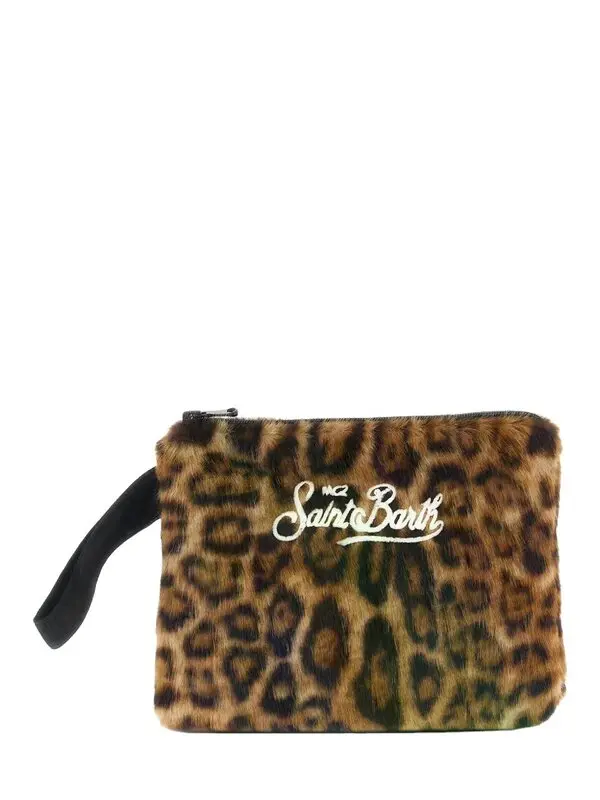 MC2 SAINT BARTH Animal-print Embroidered Clutch - Brown