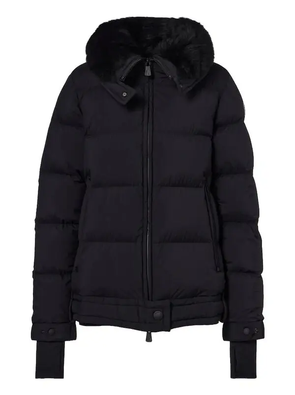 Moncler Arabbas Shearling-trimmed Hooded Down Ski Jacket - Black
