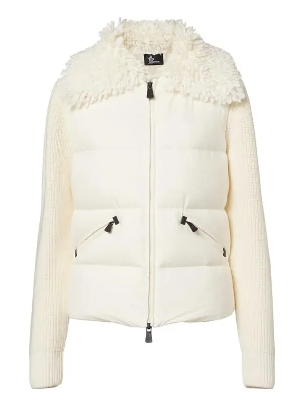 Moncler Down-paneled Virgin Wool Cardigan - White