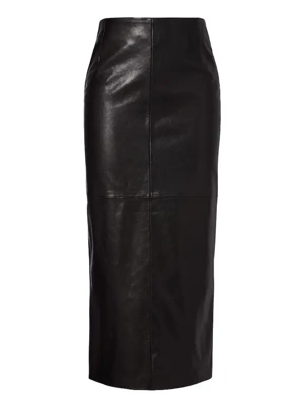 Nour Hammour Elisse Leather Pencil Skirt - Black