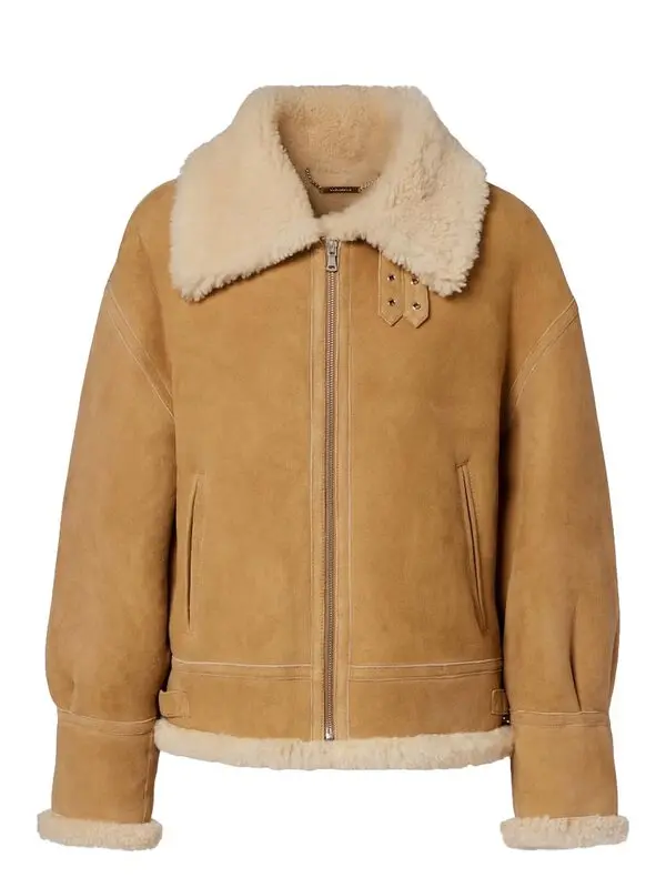 Nour Hammour Portia Shearling-lined Suede Jacket - Beige