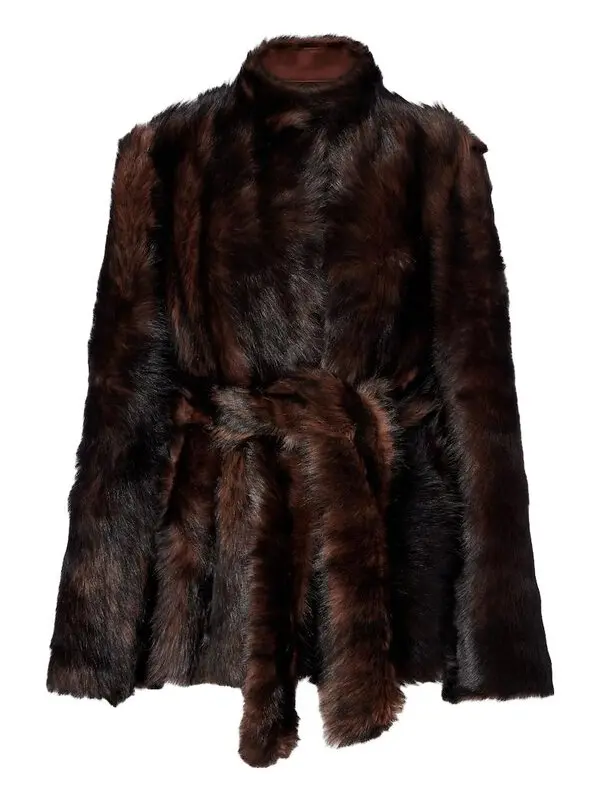Nour Hammour Elsa Shearling Wrap Coat - Brown