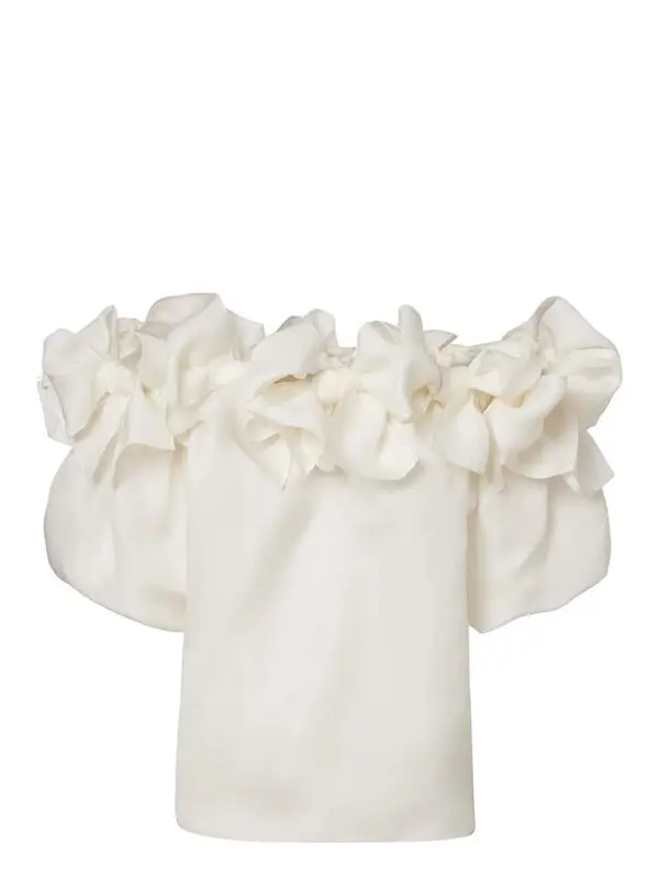 Carolina Herrera Off-shoulder Silk Top - White