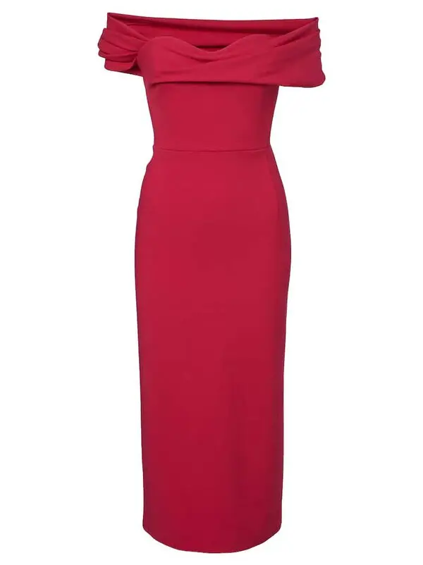 Carolina Herrera Off-shoulder Wool-blend Cocktail Dress - Red