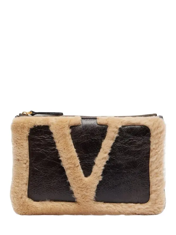 Valentino Garavani Viva Superstar Medium Leather Pouch - Grey