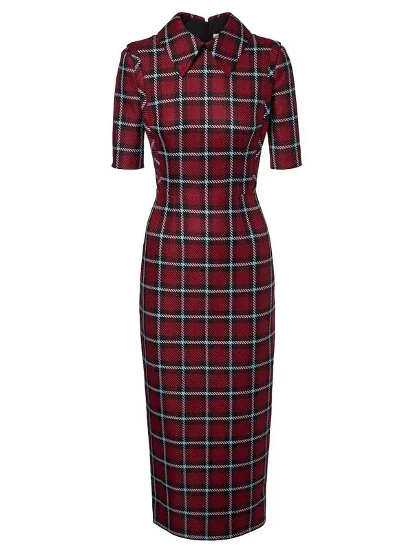 EMILIA WICKSTEAD Valletta Plaid Wool-blend Midi Dress - Red