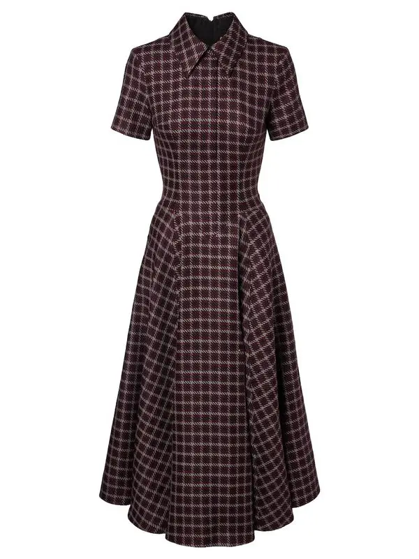 EMILIA WICKSTEAD Jody Houndstooth Wool-blend Midi Dress - Red