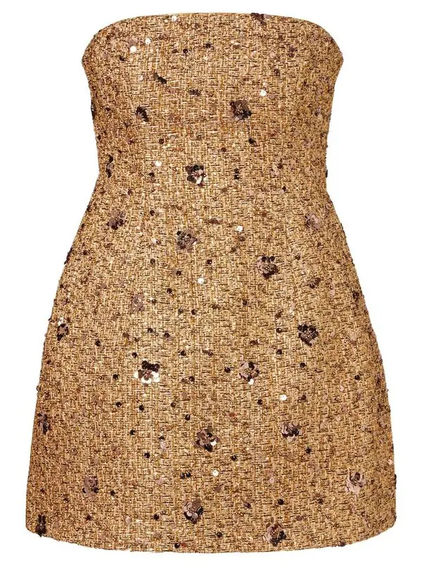 Simkhai Kit Sequined Tweed Bustier Dress - Gold