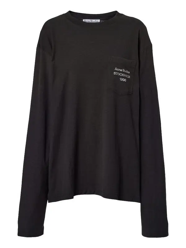 Acne Studios Logo Cotton And Hemp Jersey Top - Black