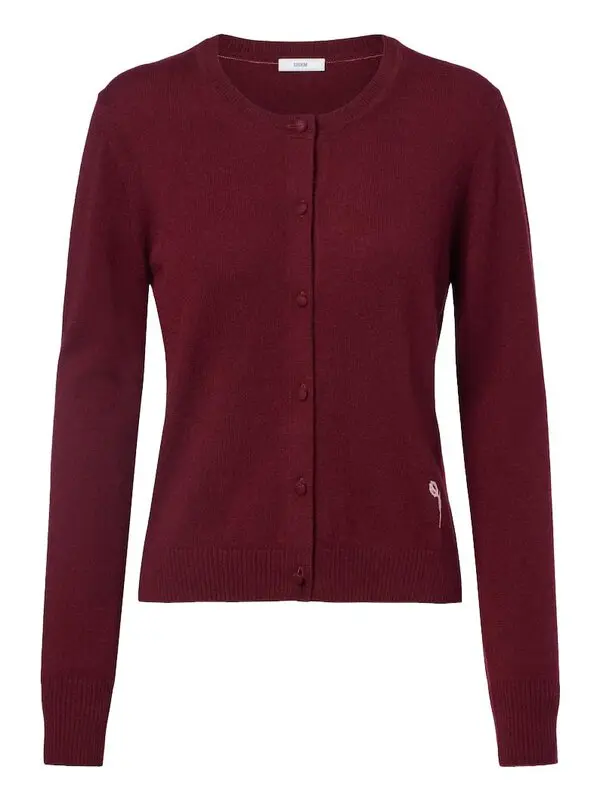 Erdem Embroidered Cashmere And Wool Cardigan - Burgundy