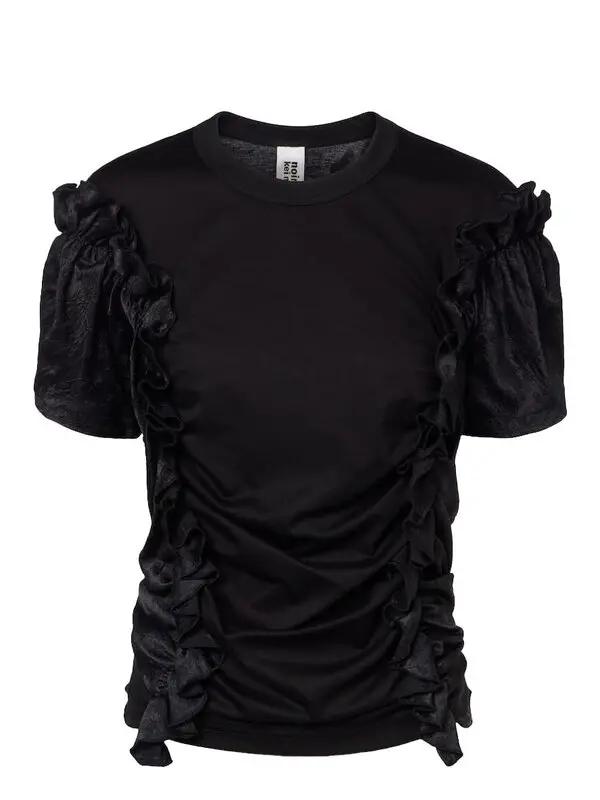Noir Kei Ninomiya Ruffled Cotton Top - Black