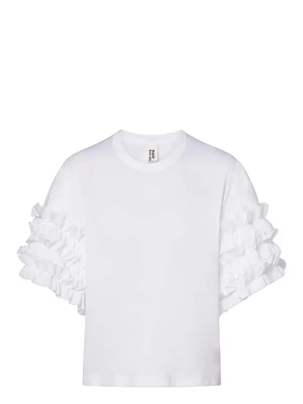 Noir Kei Ninomiya Ruffled Cotton T-shirt - White