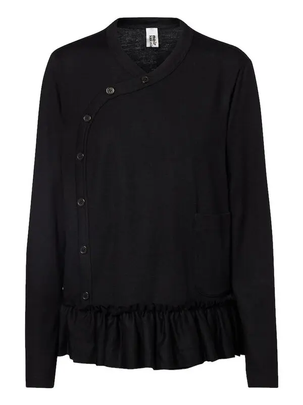 Noir Kei Ninomiya Ruffled Wool Top - Black
