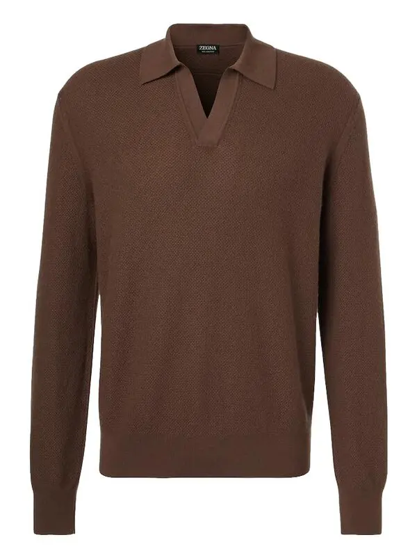 Zegna Cashmere Half-zip Sweater - Brown