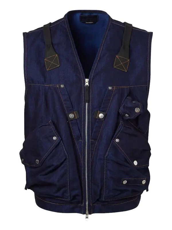 Stone Island Denim Cargo Vest - Blue