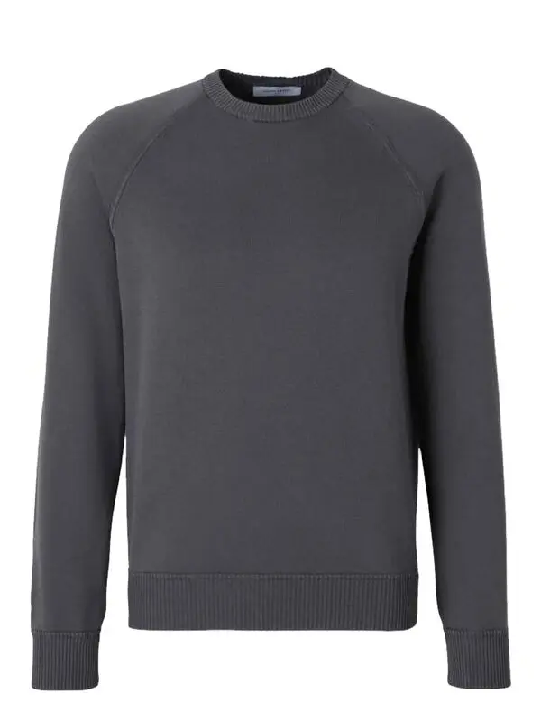 GRAN SASSO Round Neck Cotton Knit Sweater - Grey