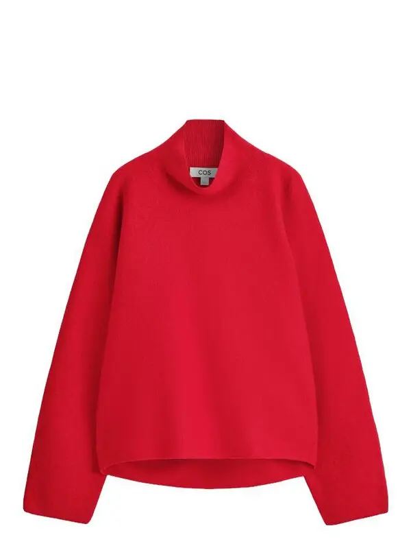 Cos Boiled-wool Funnel-neck Sweater - Red